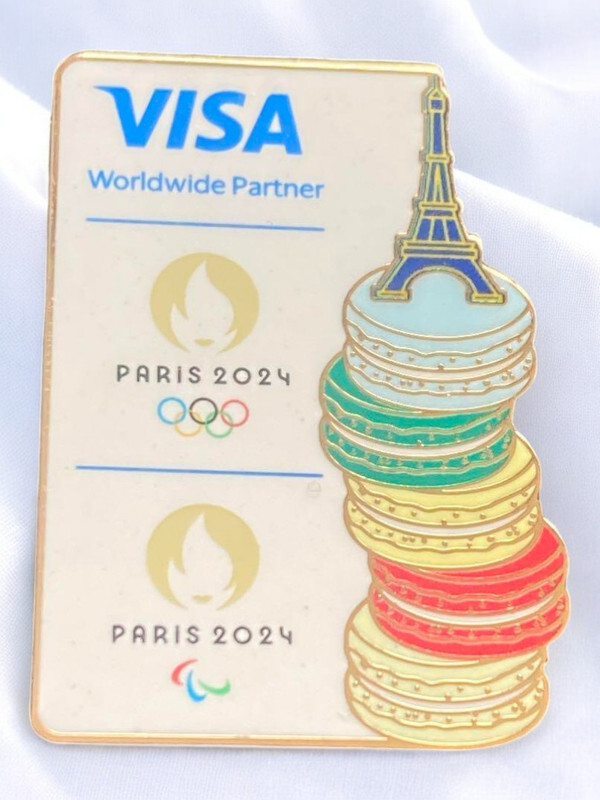 Paris Olympics 2024 Pin Badge Sponsor Visa Macaron - Gem