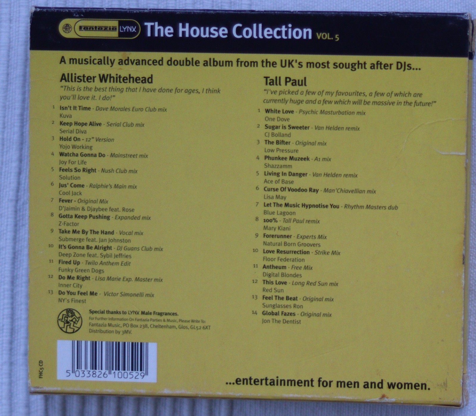 FANTAZIA 2x CD The House Collection Volume 5 Allister Whitehead Tall ...