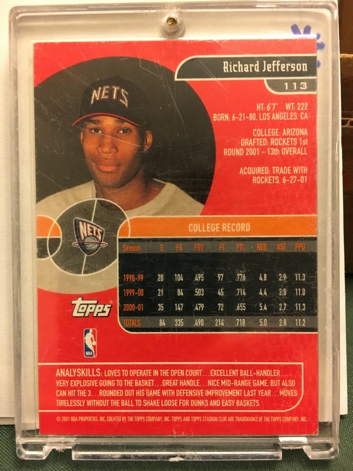 2001-02 Topps Stadium Club Retro Logo Richard Jefferson #113 Rookie ...