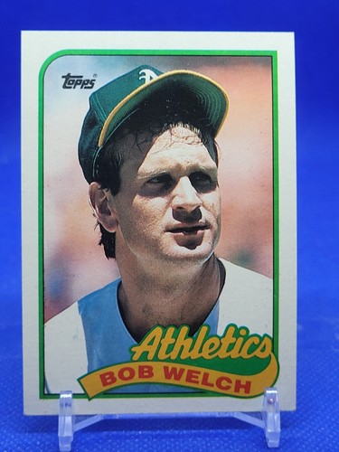 1989 TOPPS BOB WELCH ERROR BASEBALL CARD NM # 605A (MISSING LINE ON ...
