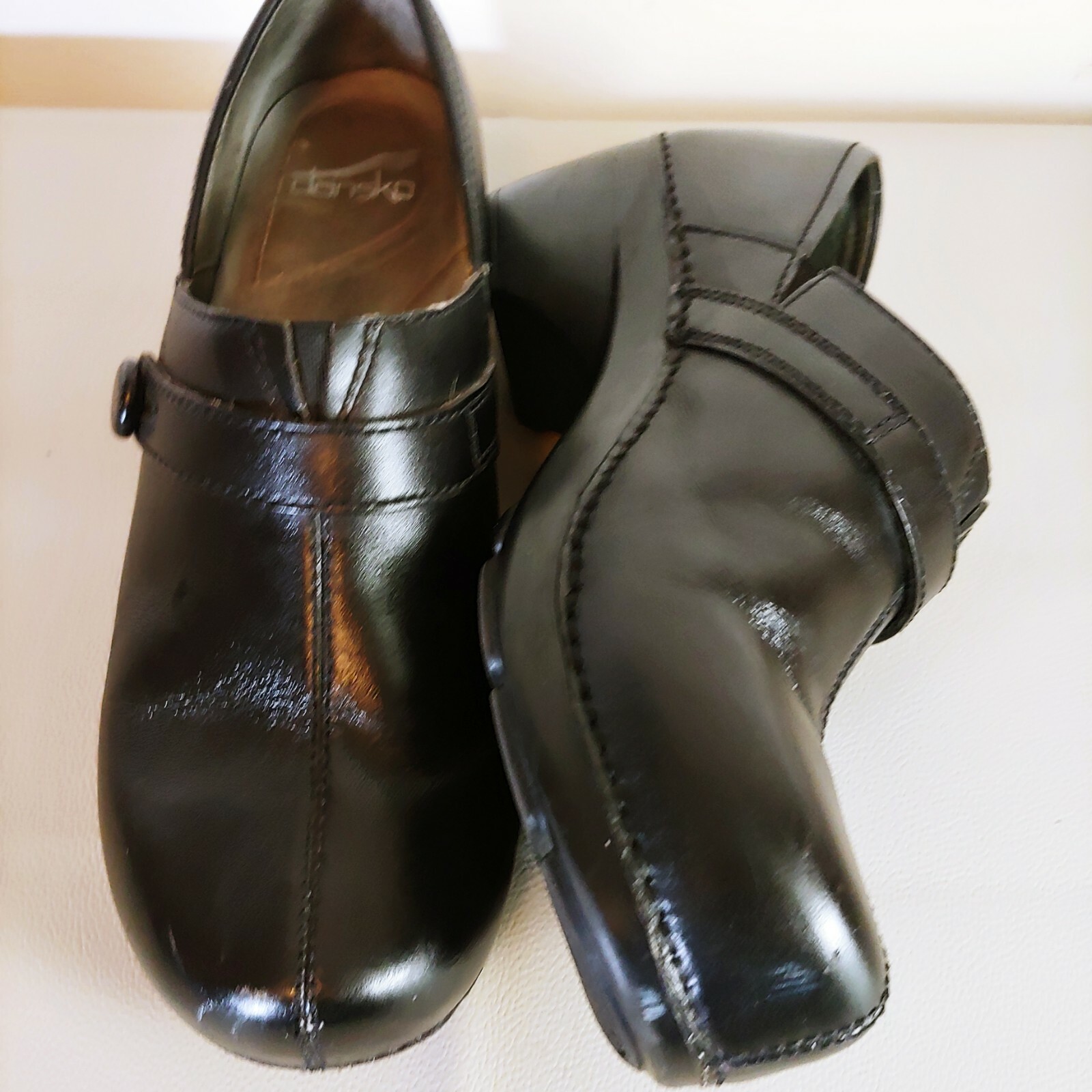 WOMENS DANSKO TAMARA BLACK LEATHER STRAP CLOGS LOAFER… - Gem