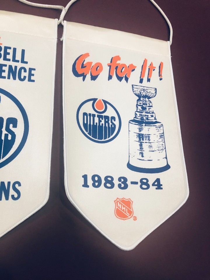 Vintage Original NHL 1984 Edmonton Oilers Stanley Cup Banner Set of ...