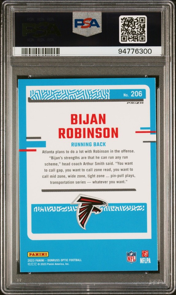 2023 Donruss Optic Bijan Robinson Rated Rookie Blue Hyper - PSA 10 ...
