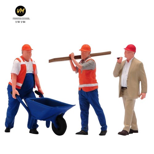 VM 1/64 Construction Workers Figure 3pcs Set B1 Miniature Doll Toy ...