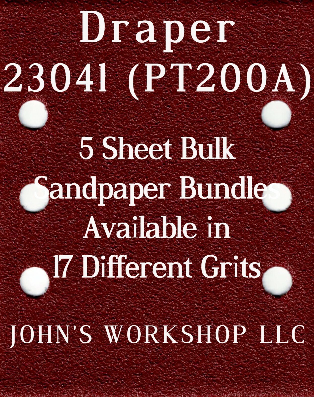 Draper 23041 (PT200A) - 1/4 Sheet - 17 Grits - No-Slip - 5 Sandpaper ...