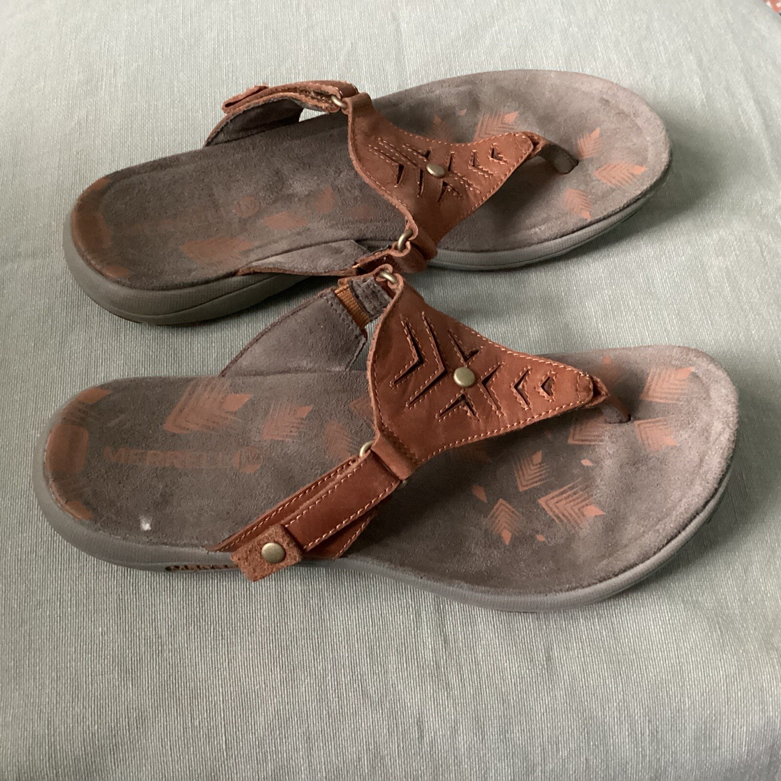 Merrell Adhera Thong Sandals Size 7 Select Grip Brown… - Gem