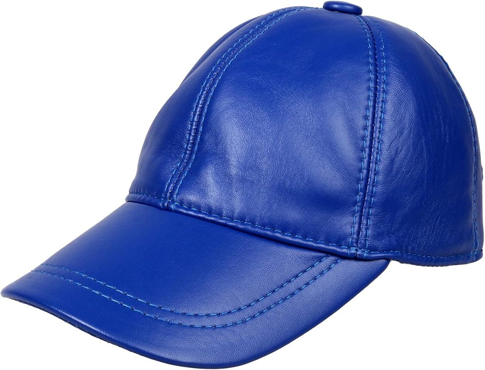 Genuine Leather Unisex Baseball Cap One Size, Blue | eBay