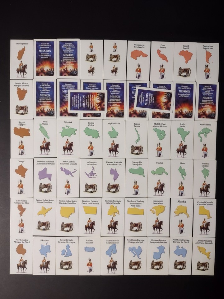 1993 RISK Board GAME Replacement Pieces Cannons Horses Soldiers Cards ...