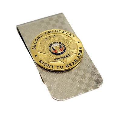 Right to Bear Arms Gun Permit 2nd Amendment Silver Mens Money Clip Cash ...