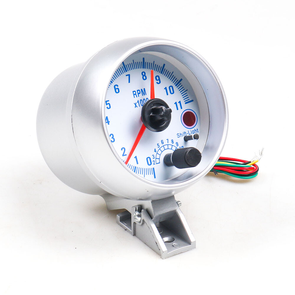 3.75'' Chrome Tachometer Gauge 0-11000 RPM Blue LED Tacho Meter w ...