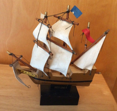 Mayflower Clipper Wood Model Sailing Ship Cloth Sails 11" Long | eBay