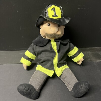 FOLKMANIS FOLKTAILS FIREMAN PLUSH Hand PUPPET 20" VINTAGE Firefighter ...