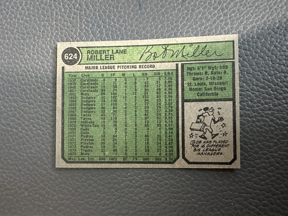 1974 Topps #624 Bob Miller New York Mets EX-MT | eBay