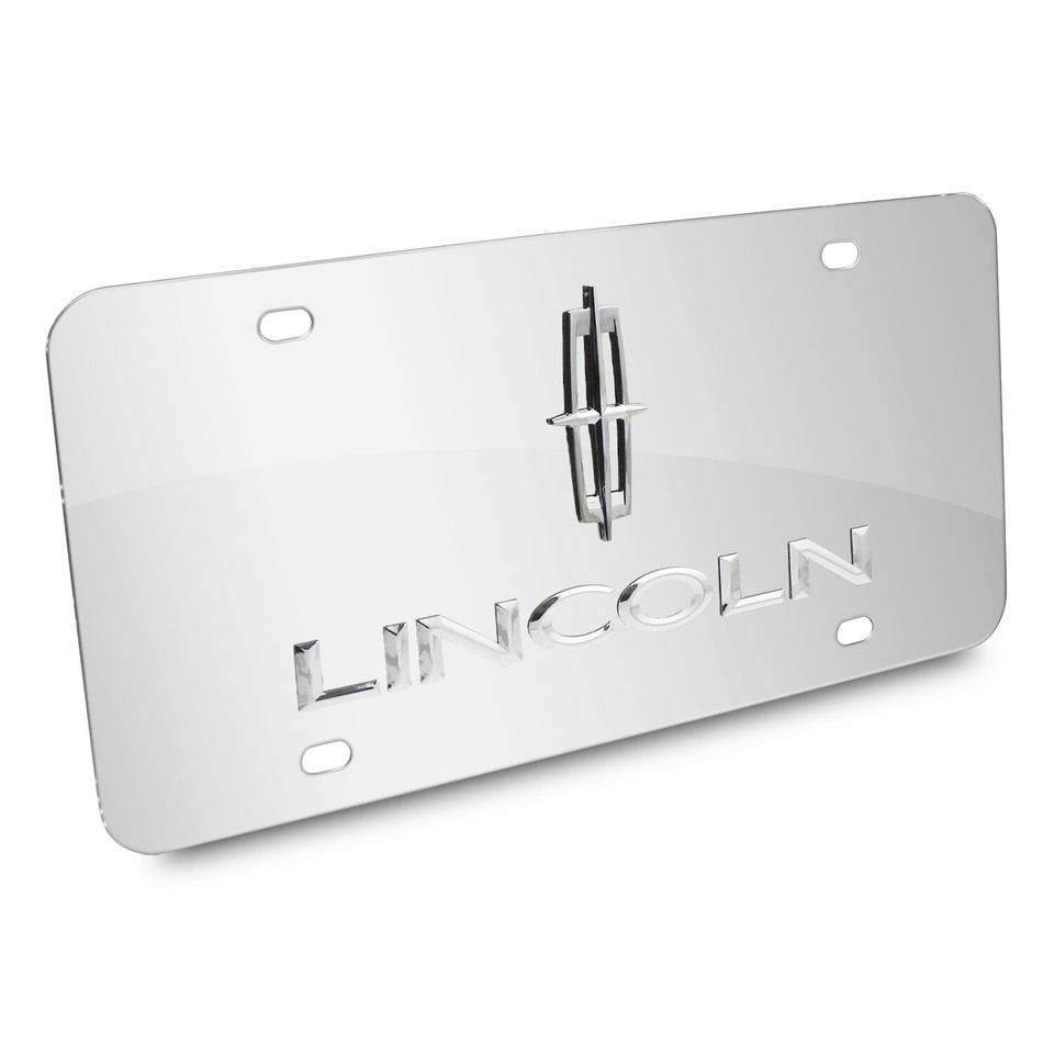 Lincoln Double 3D Logo Chrome Stainless Steel License Plate, Made in ...