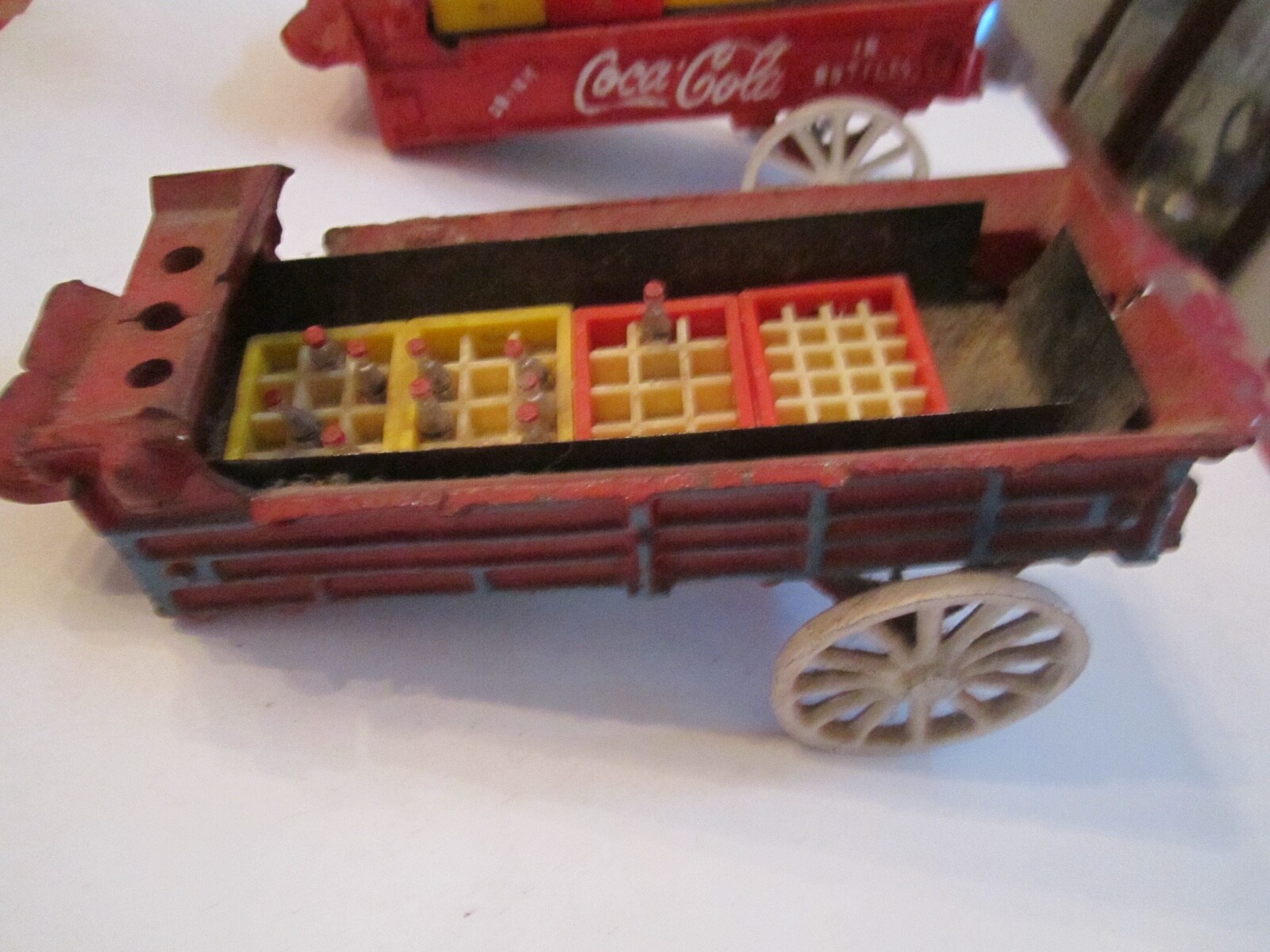 2 ANTIQUE CAST IRON COCA COLA CART SETS - HEAVY - 9" LONG | eBay