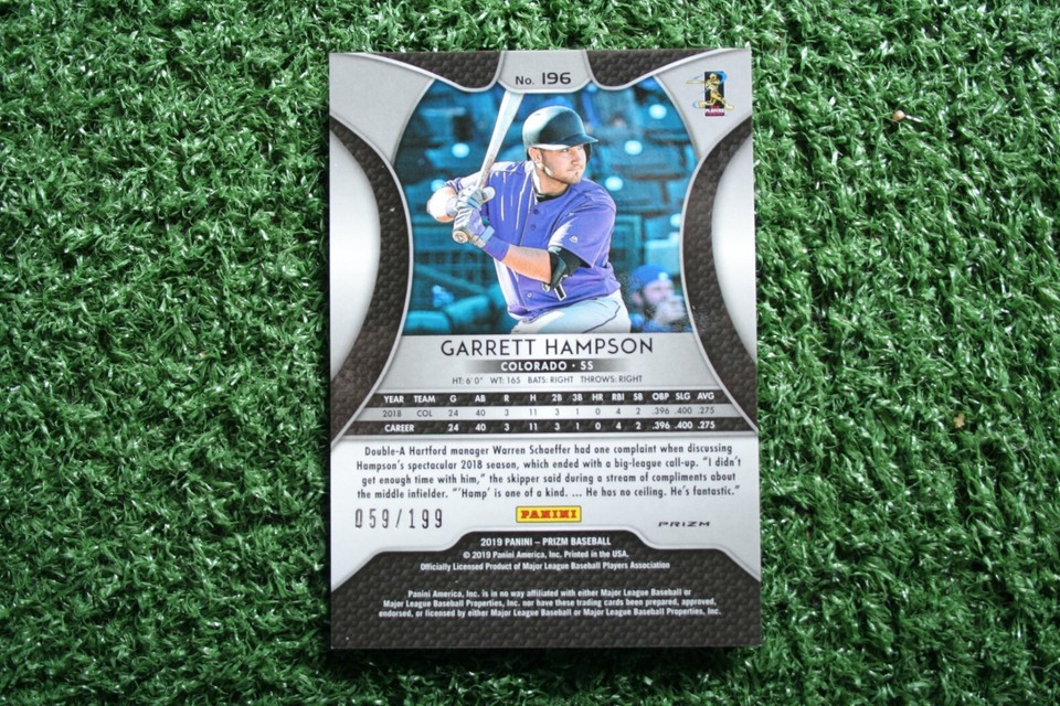 Garrett Hampson 2019 Panini Prizm #196 Lime Green Donut Circles RC #'ed ...