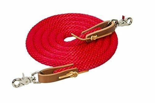 Red 8 FT Weaver Horse Poly Roping Reins W/ Leather Laces Loop Ends for ...