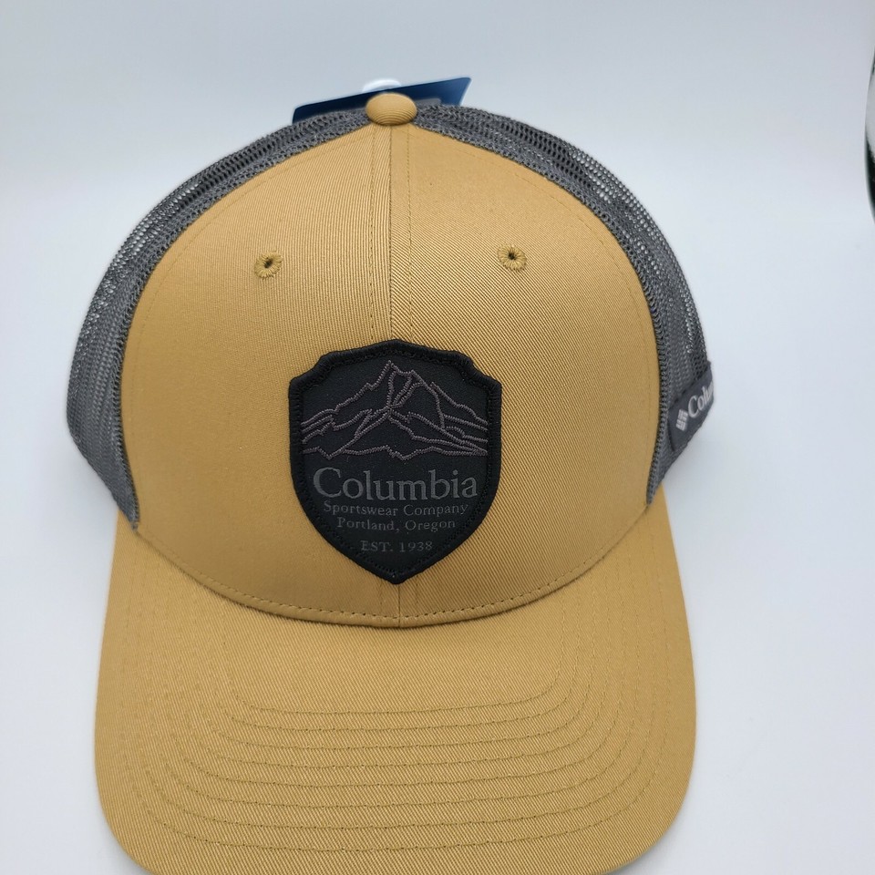 Columbia Hat Khaki Black Gray Mesh Snapback Baseball Cap Hiking Outdoor ...