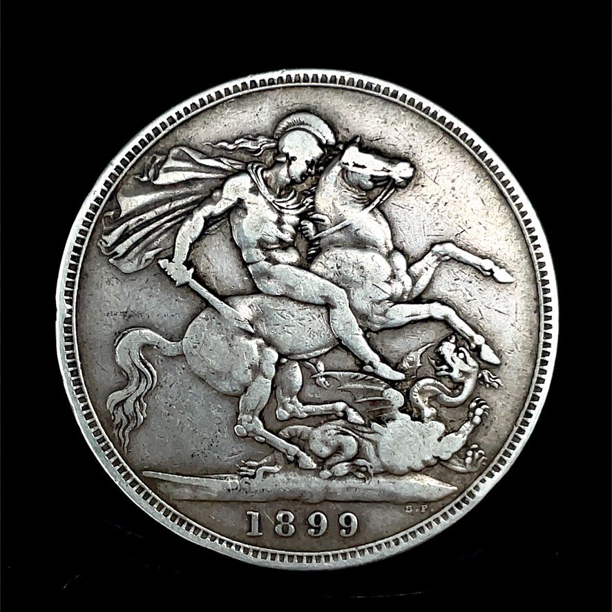 Great Britain 1899 LXII .925 Silver Crown Queen VICTORIA XF Coin KM#783 ...