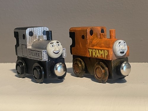 LOT OF 2 CUSTOM Silver & Tramp Thomas Wooden Railway Magazine Train ...