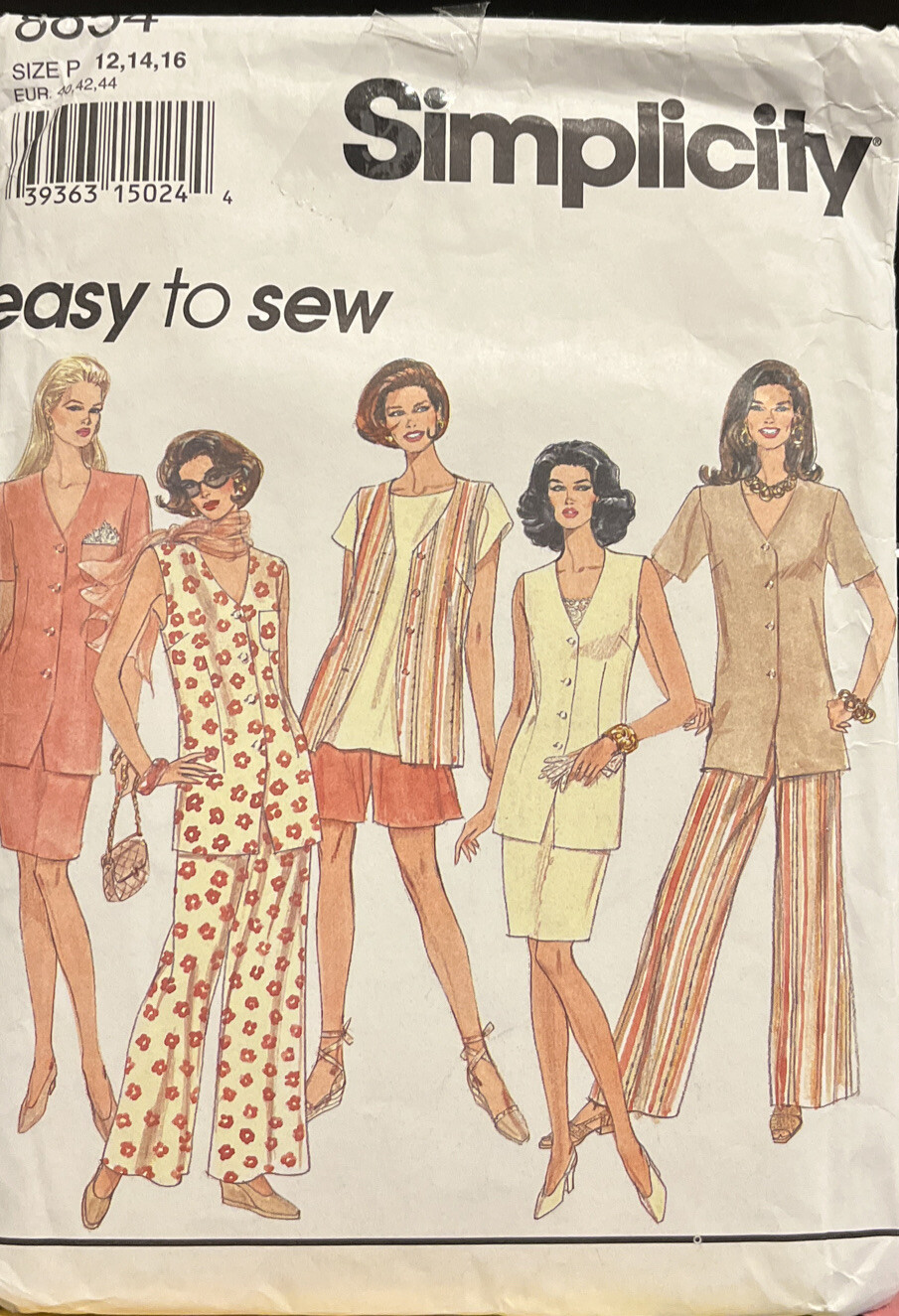 Simplicity Easy To Sew Pattern 8854 Jacket/ Vest, Pants/Shorts, Skirt ...