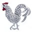 Chicken Rooster Hen Animal Brooch Pin Clear Crystal Stones Red Enamel ...