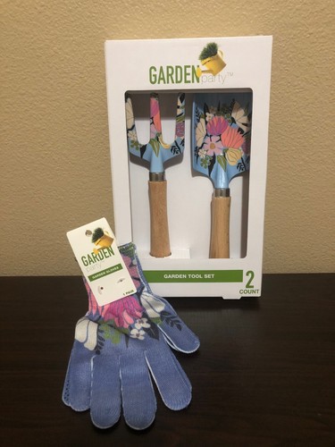 Garden Party Garden Plant Tool and Glove Set Floral Blue | eBay