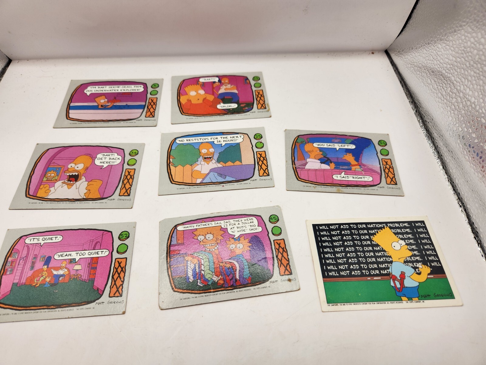 The Simpsons Trading Cards Vintage 1990 ( Mixed Lot of 8 Cards As Shown ...