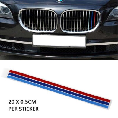 M-Colored Front Bumper Hood Grill Stripe Sticker Vinyl Decal For BMW M3 ...