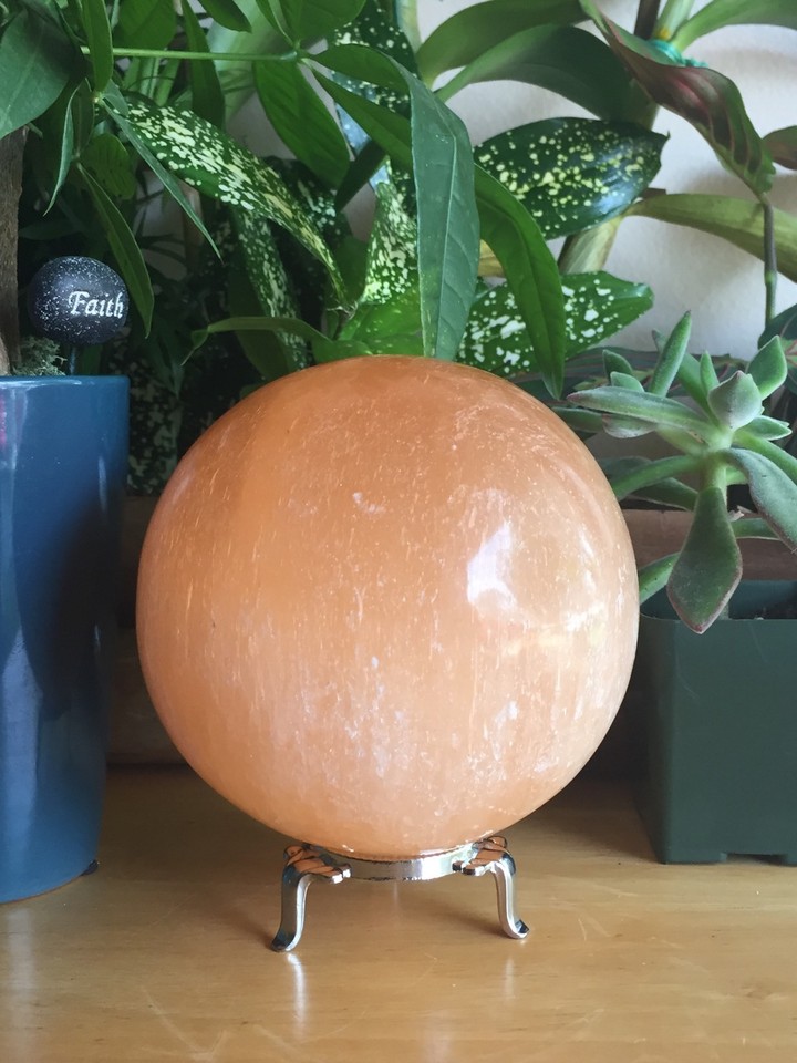 90mm Orange Selenite Sphere Red Large Selenite Crystal Ball Gemstone ...