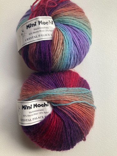 Mini Mochi Crystal Palace yarn Lot of 2 Balls #120 Fireworks Merino ...