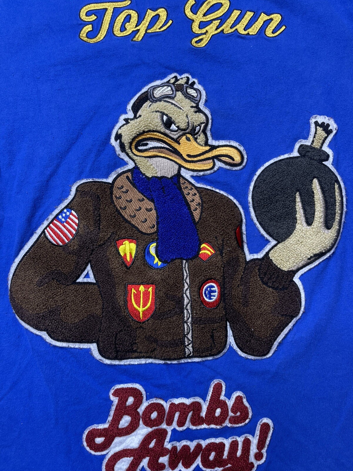 Top Gun Tshirt “bombs Away” Bomber Duck Chenille Embr… - Gem
