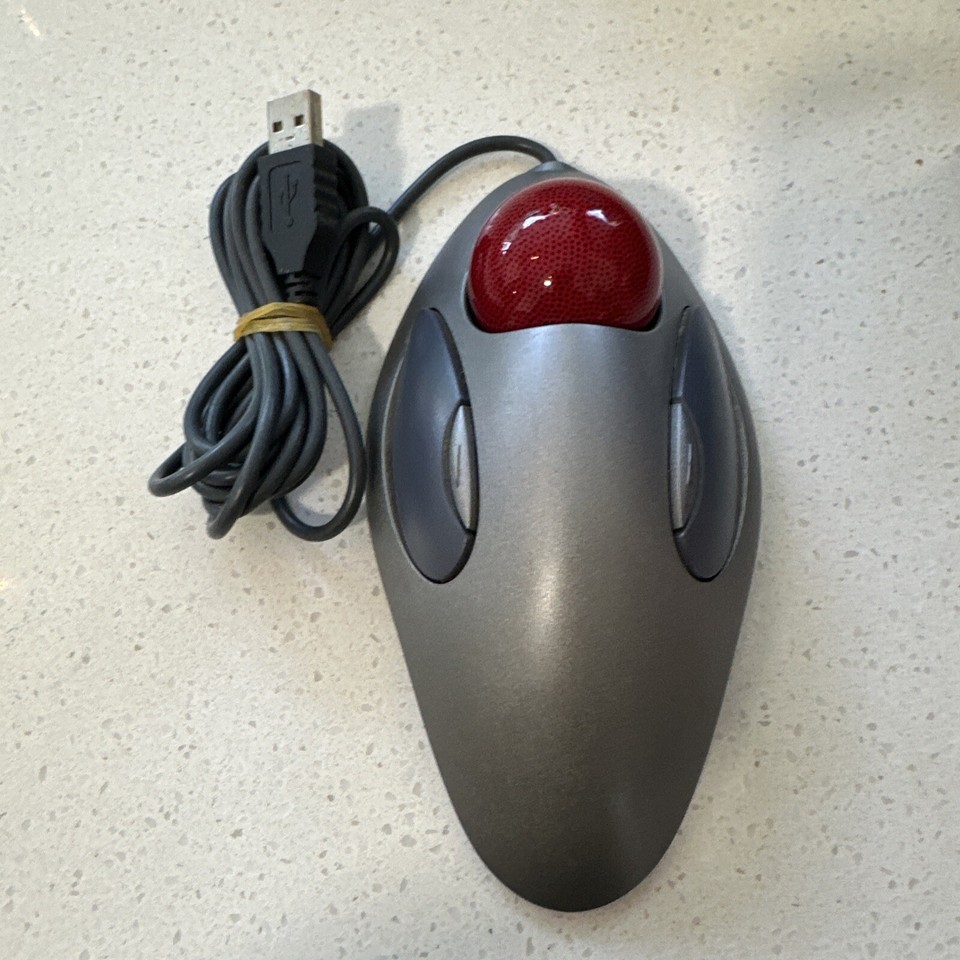 Logitech T-BC21 PC Mouse Trackman Trackball Red Marble Ergonomic ...