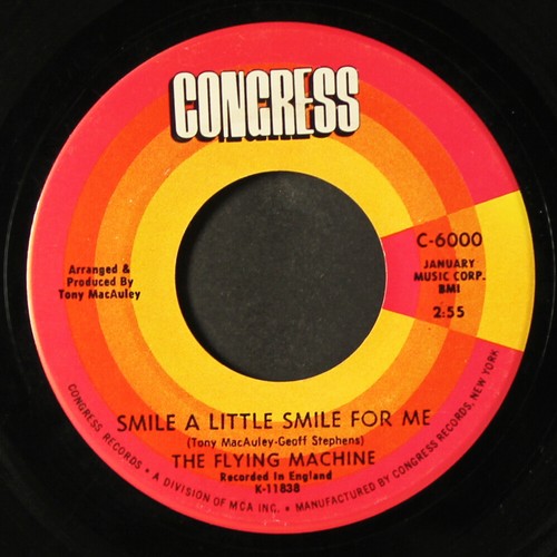FLYING MACHINE: smile a little smile for me CONGRESS 7" Single 45 RPM ...