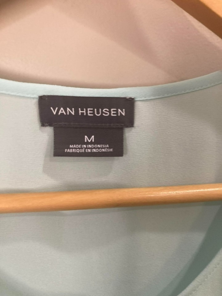 Van Heusen Medium SS Sheer Mint Green Blouse Ladies | eBay