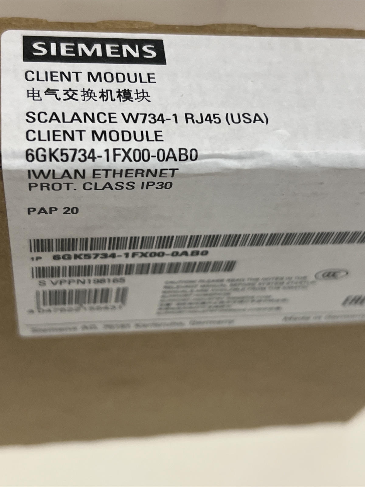 Siemens SCALANCE W734-1 RJ45 Wireless Access Point (6GK5734-1FX00-0AB0 ...