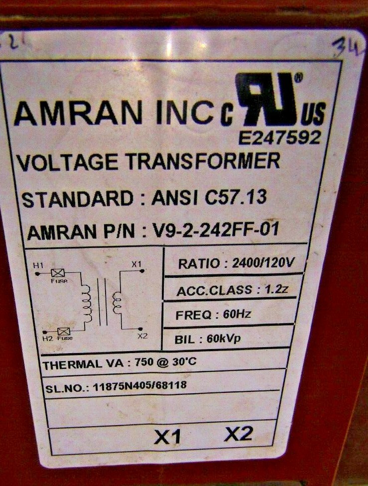 AMRAN INC VOLTAGE TRANSFORMER V9-2-242FF-01 | eBay
