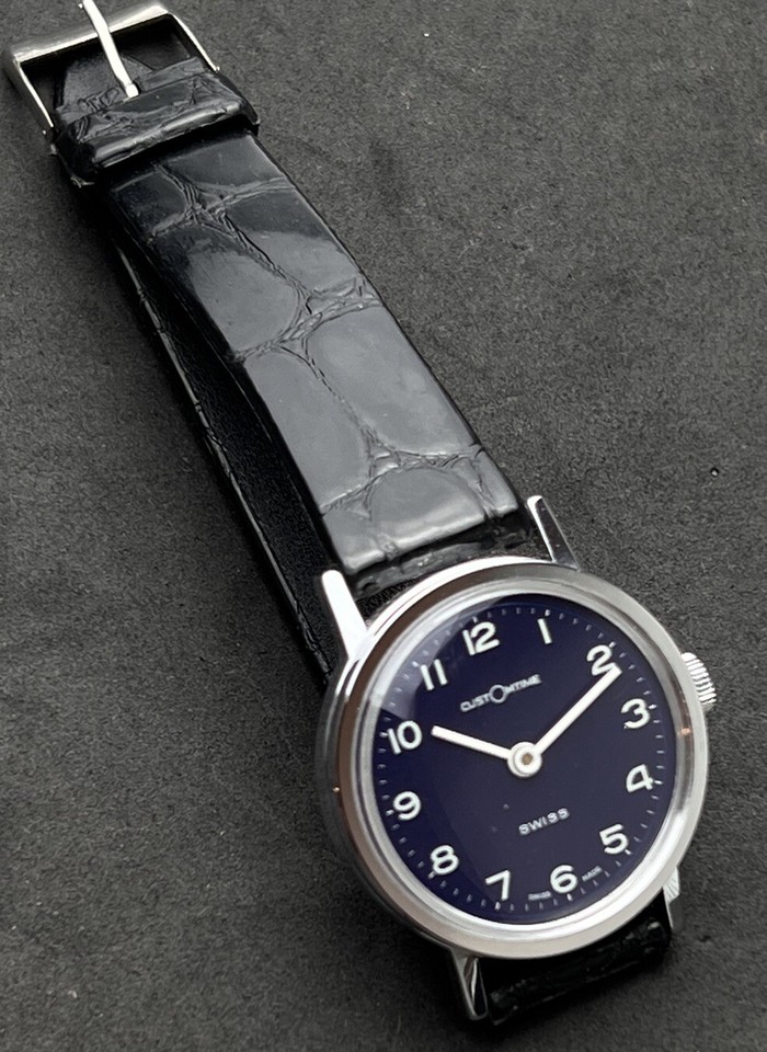 Vintage New CUSTOMTIME Mens 36mm Swiss Mechanical Hand Wind Watch SS ...