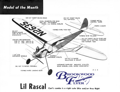 LIL RASCAL PLANS to Build Both a 27" & a 36" UC / FF / RC 1/2A Model ...