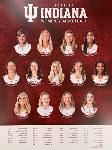 Indiana University Hoosiers 2023-24 Women's Basketball Poster Schedule - New | eBay