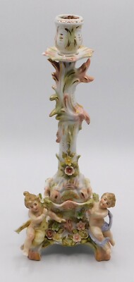 Fine Antique Rococo German Porcelain Candlestick Holder with Putti ...
