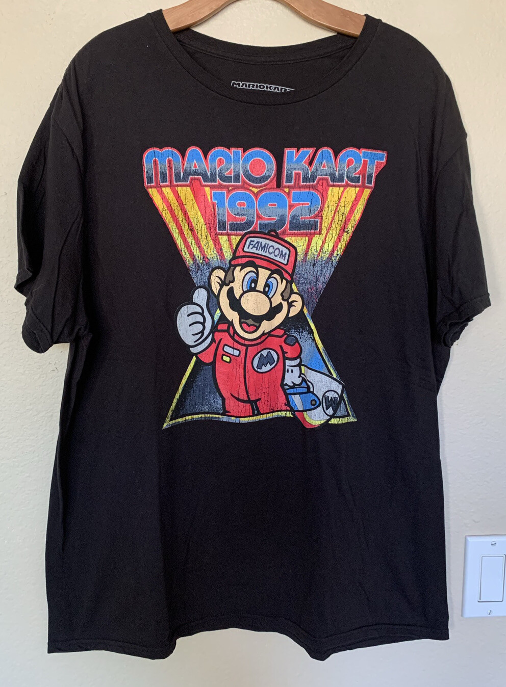Super Mario Bros Mario Kart 1992 Men’s Black T-Shirt … - Gem