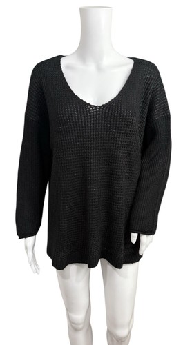 Ellen Tracy Company Black Sequin Shimer Waffle Knit Sweater Women XL | eBay