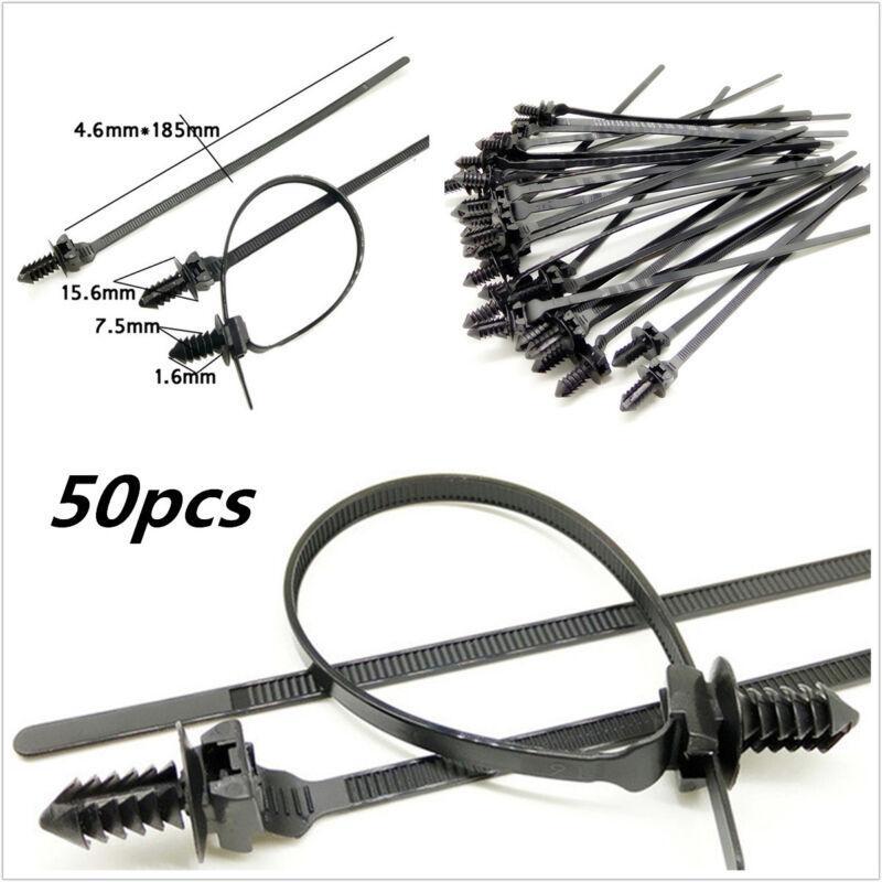 50x Nylon Push Clips Wire Tie Released Zip Straps Car Pipe Cable ...