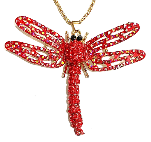 DRAGONFLY RED CRYSTAL PENDANT 70 x 85mm BETSEY JOHNSON "NEW" AUZ SELLER ...