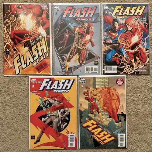 THE FLASH: REBIRTH #1-5 DC COMICS 2009 GEOFF JOHNS, VAN SCIVER - LOT OF ...