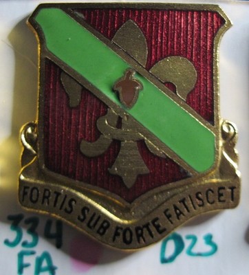 Army crest DUI DI CB 334th FIELD ARTILLERY BATTALION FA bn D23 | eBay