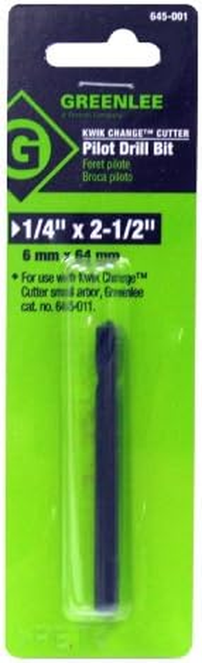 Greenlee 645-001 Kwik Change Cutter 1/4" X 2-1/2" Pilot Drill Bit for ...