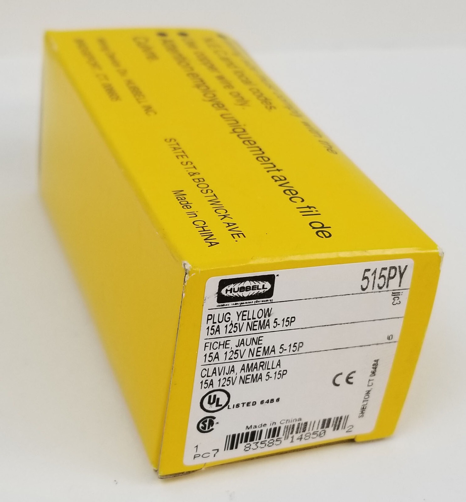 Hubbell 515PY Grounding Clamptite Plug 125 VAC 15 a 2 Poles 3 Wires ...