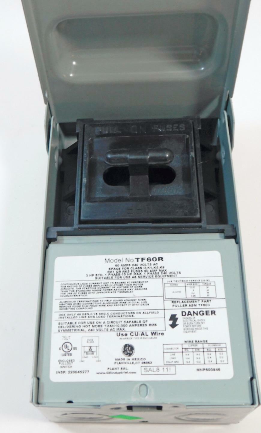 GE General Electric TF60R Electric Service AC Disconnect Fused 60A 240V ...